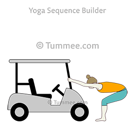 Crescent High Lunge Pose Hands Down Foot Golf Cart (Ashta Chandrasana ...