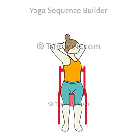 Chair Seated Twist Pose Hands Head Knees Block Yoga (Chair Upavishta ...