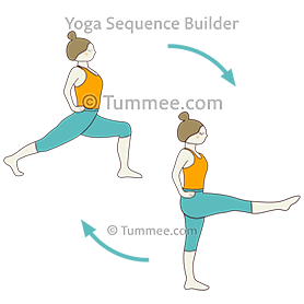 Crescent High Lunge Standing Balance One Leg Raised On Hips Flow (Ashta ...