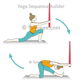 Variaties op de Crescent Low Lunge Half Splits Pose Hands Aerial Flow ...
