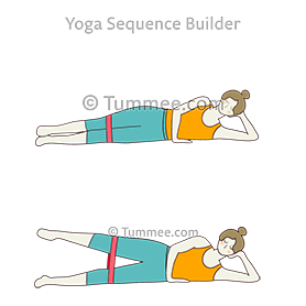 Enkel sidoliggande position, benlyft, flödesmotståndsband (Sahaja ...