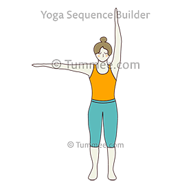 Extended Mountain Pose Staggered Arms (Utthita Tadasana Staggered Hasta ...