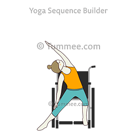 Posizione del cancello sullo yoga in sedia a rotelle (Parighasana sulla ...