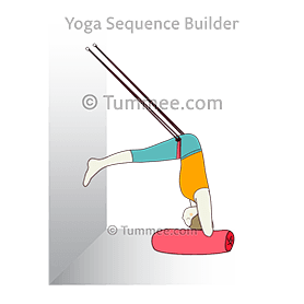 Half Headstand Pose Feet Wall Hips Ropes Head Bolster (Ardha Sirsasana ...