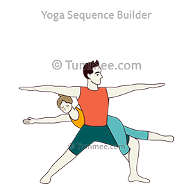 Posture du guerrier entrelacé (Virabhadrasana II, variante en couple ...