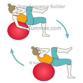 Knee To Elbow Twisted Crunch Exercise Back Stability Ball Yoga| Yoga ...