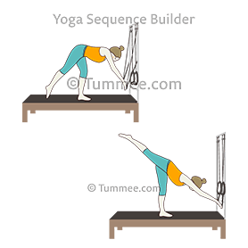 Flexion avant sur une jambe, levée de jambe, Pilates Reformer Tower ...