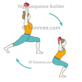 Overhead Press Step Back Lunge Exercise Weights Relaxing-Poses | Tummee.com