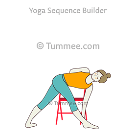 Revolved Triangle Pose Hands Chair Behind Back (Parivrtta Trikonasana ...