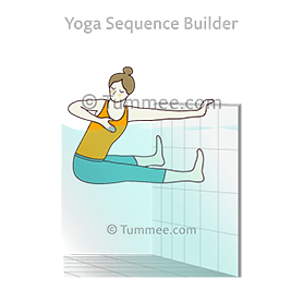 Revolved Wide Legged Forward Bend Pose Hand Chest Aqua (Parivrtta ...