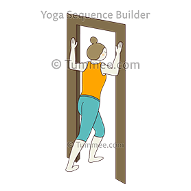 Rotator Cuff Stretch Pose Standing In Doorway Relaxing-Poses | Tummee.com