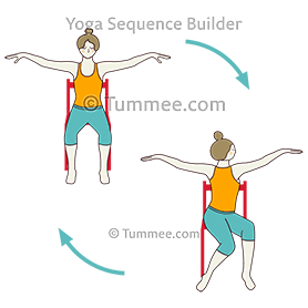 Seated Chair Shoulder Stretch Arms Raised Twist Movement Flow ...