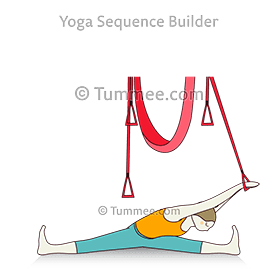 Pose d'angle assis sur le côté mains trapèze aérien (Parsva Upavishta ...