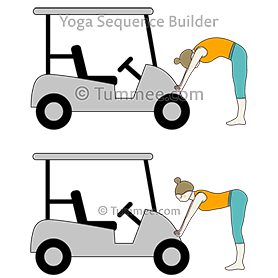 Standing Cat Cow Pose Hands Golf Cart (Sthita Bitilasana Marjaryasana ...