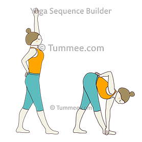 How to do Uttanasana Staggered Stance Eka Hasta Lumbar Vinyasa | Tummee.com