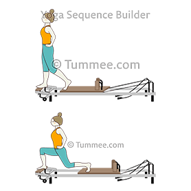 Esercizio di affondo frontale in piedi Pilates Reformer - Posizioni ...