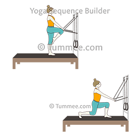 Esercizio di affondo in piedi con ginocchia al petto Pilates Reformer ...