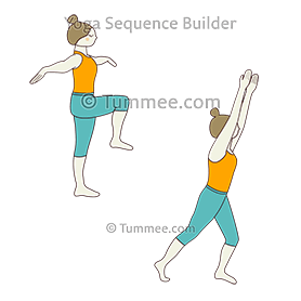 Stork Bird Pose Arms Out High Lunge Arms Extended Forward Flow Yoga ...