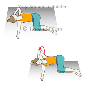 Supine Spinal Twist Pose Ii Hand Behind Head Mid Back Rotations Flow ...