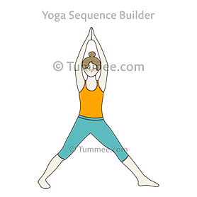 Triangle Pose Prep Prayer Hands Above Head (Trikonasana Prep Utthita ...