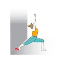 Warrior Pose I Block Between Knee And Wall Yoga (Virabhadrasana I Block ...