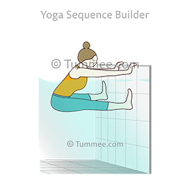 Revolved Wide Legged Forward Bend Pose Hand Chest Aqua (Parivrtta ...